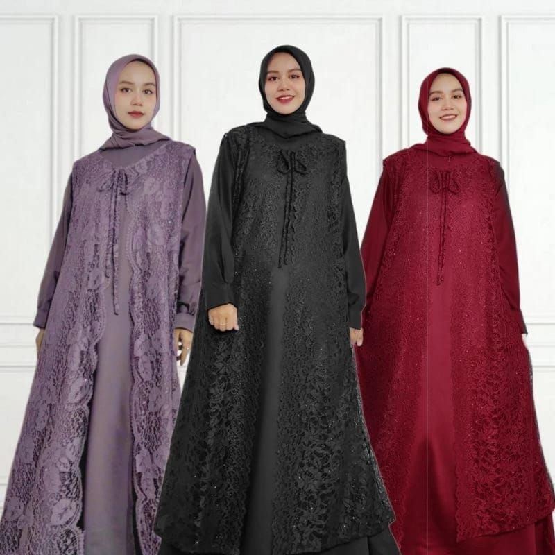 Jual Long Outer Brukat Vest/Lace brukat/Baju Kondangan/Long Outer Clara ...