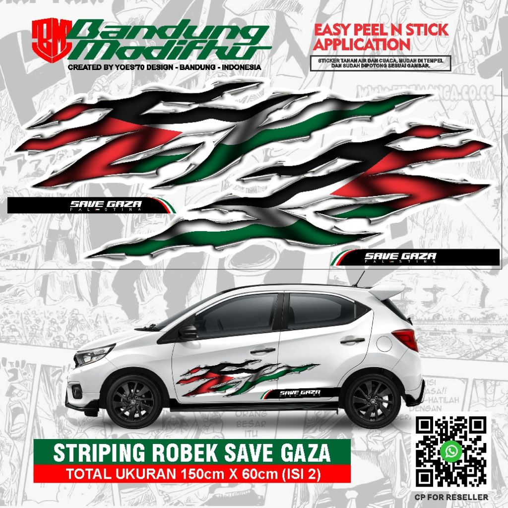 Jual Stiker Striping Motor / Mobil Bodi Save Gaza | Shopee Indonesia