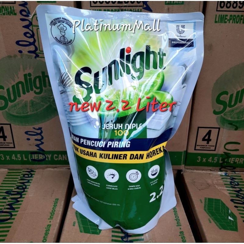 Jual Sunlight sabun cuci piring professional jeruk nipis 2.2L REFILL 2200ML | Shopee Indonesia