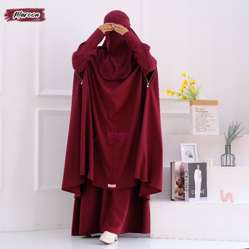 Jual Arafah Set Syari Gamis Syari Set Jilbab Plus Cadar Bandana by Anjani Official | Shopee ...