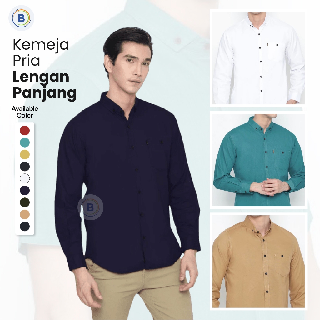 Jual ATASAN BAJU KEMEJA PRIA LENGAN PANJANG POLOS HIGH QUALITY KEMEJA ...