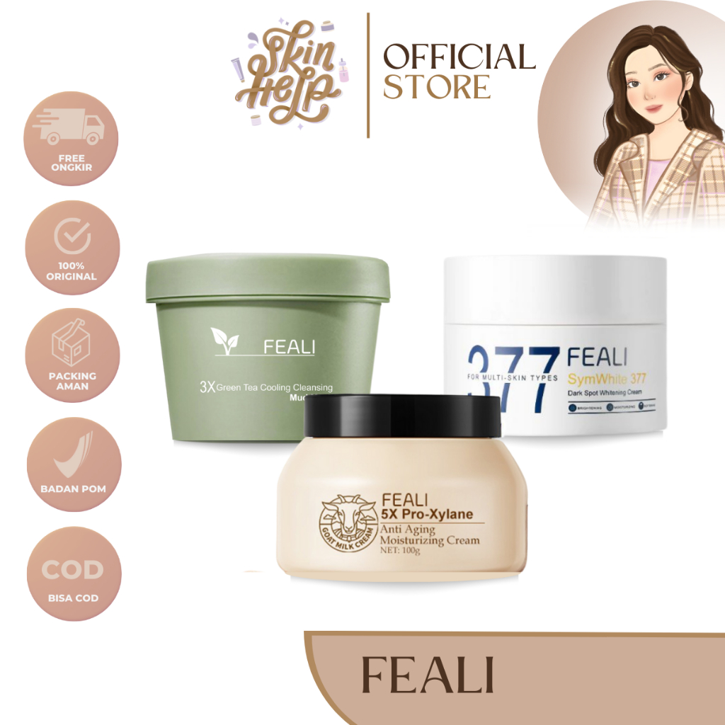Jual FEALI Green Tea Clay Mask | Moisturizer Cream and Goat Milk Anti ...