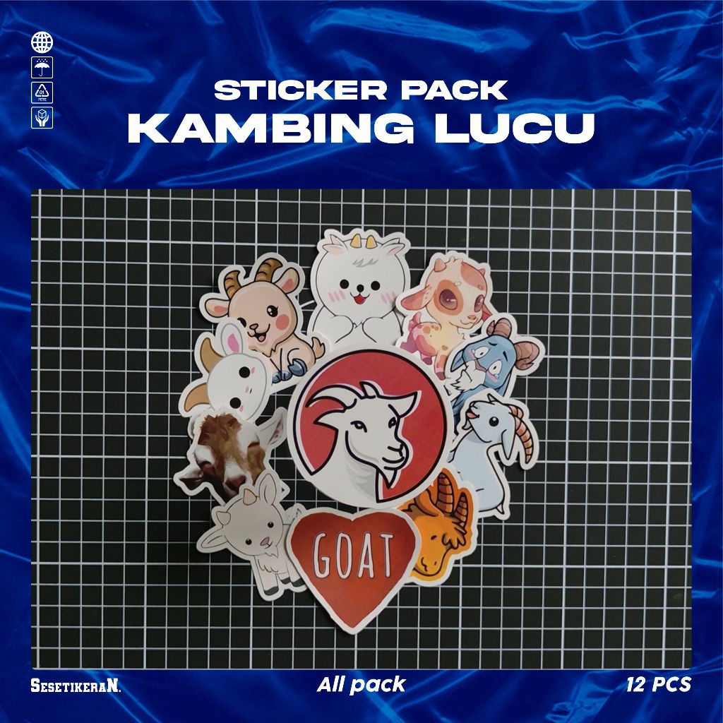 Jual Sesetikeran Stiker Pack Kambing Lucu Untuk Koper Laptop Skateboard ...
