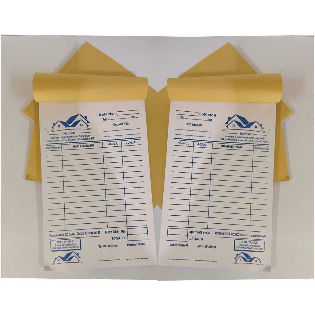Jual NOTA TOKO BANGUNAN/MATERIAL 1/4 FOLIO (16,5CM X 10,5CM) - READY ...