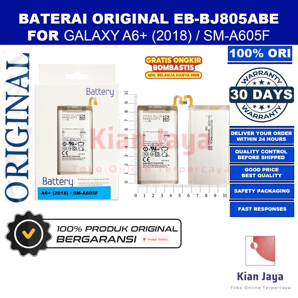 Jual [Garansi 100% Ori] Baterai Galaxy A6+ 2018 / SM-A605 / EB-BJ805ABE ...