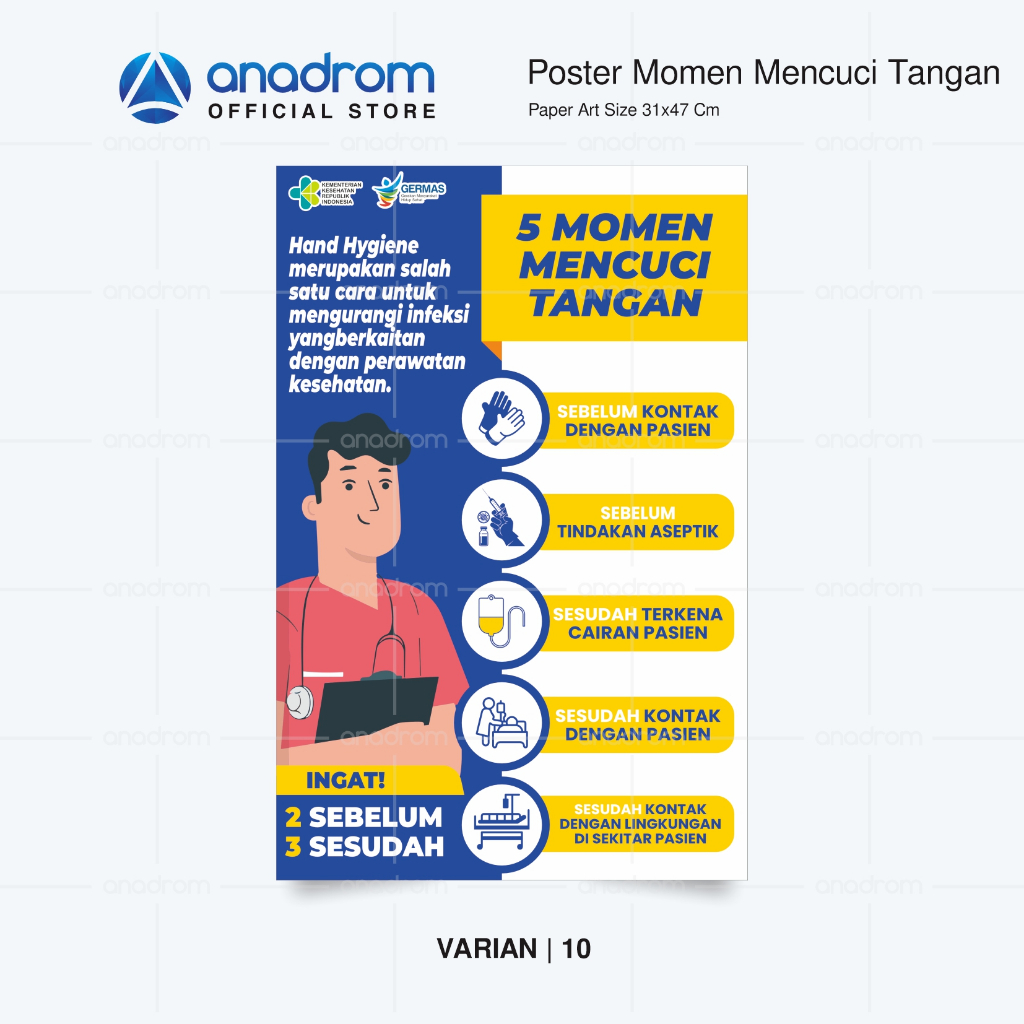 Jual Poster 5 Momen Mencuci Tangan | Poster 5 Momen Untuk Kebersihan ...