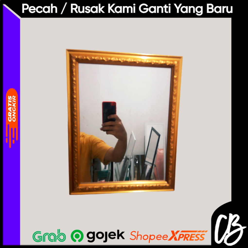 Jual Kaca Cermin Bingkai Corak Ukuran 30 x 35Cm Full Bingkai | Shopee ...