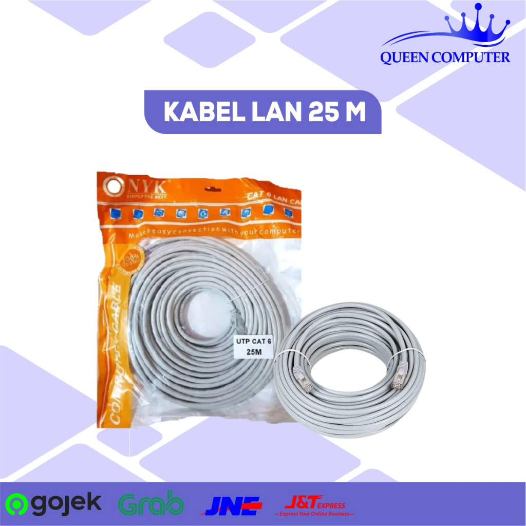 Jual KABEL LAN 25 meter cat 6 NYK / KABEL LAN 25M cat6 / KABEL LAN Cat6 ...