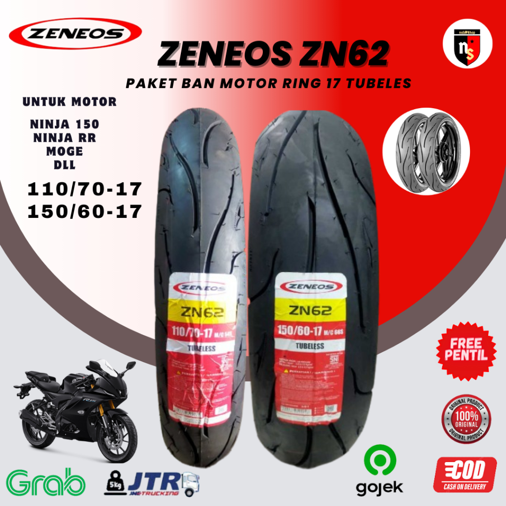 Jual Paket Ban Zeneos ZN 62 110/70-17 Dan 150/60-17 Tubeless Ring 17 ...