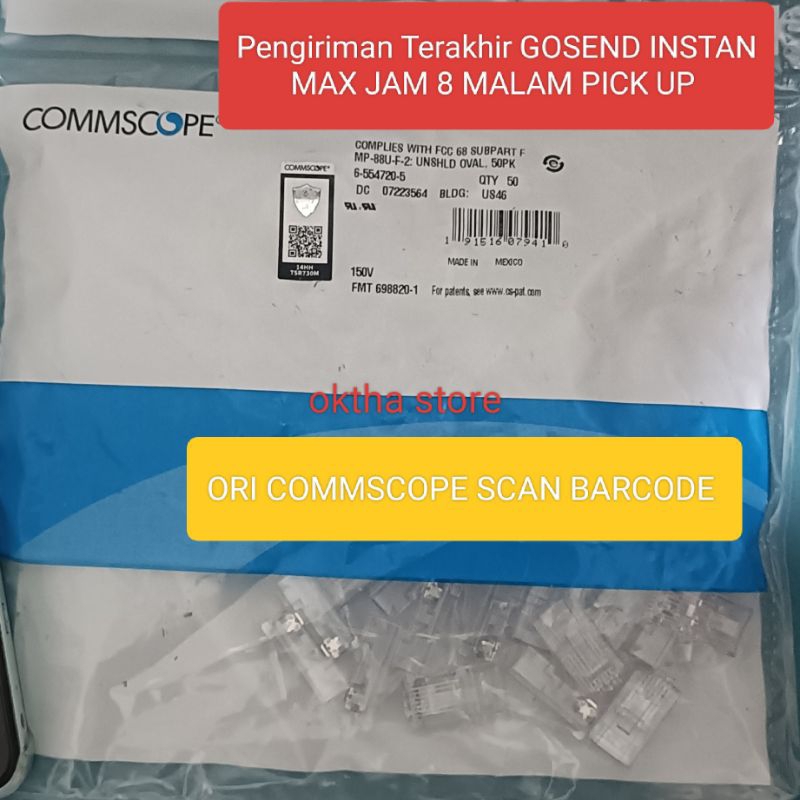 Jual Konektor COMMSCOPE Original RJ45 AMP Cat5E isi 50pcs 1Pack ...