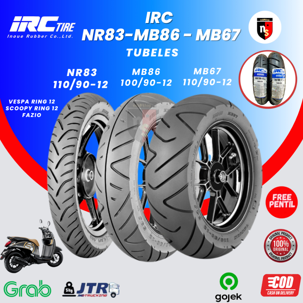 Jual Ban Motor IRC NR 83 MB 67 MB 86 Tubless FREE Pentil | Shopee Indonesia