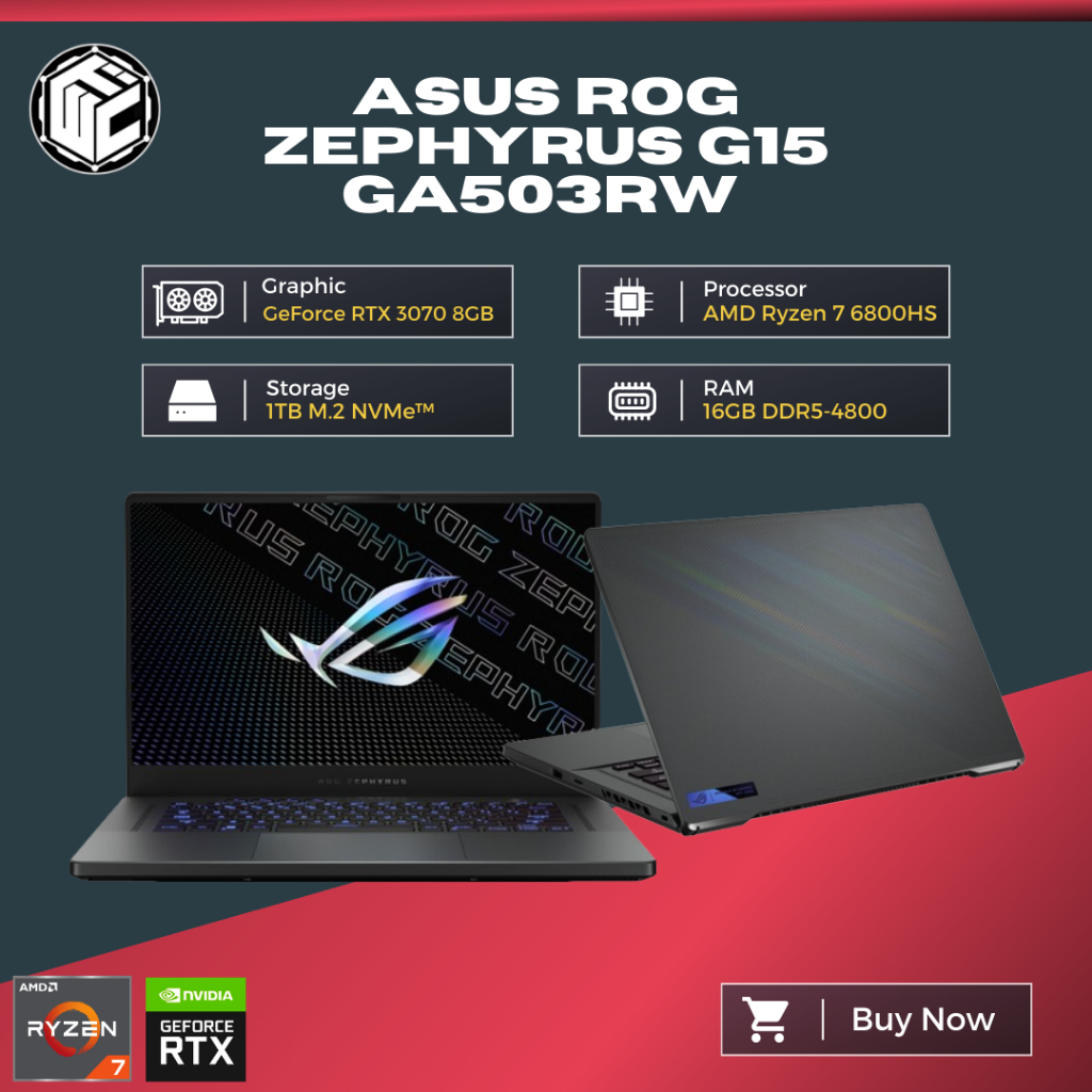 Jual Laptop Gaming Asus Rog Zephyrus G15 GA503RW RYZEN 7-6800HS/ 16GB ...