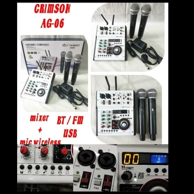 Jual MIXER CRIMSON AG 06 6 CHANNEL MIC WIRELESS UHF Karaoke Digital ORIGINAL TERBAIK | Shopee ...