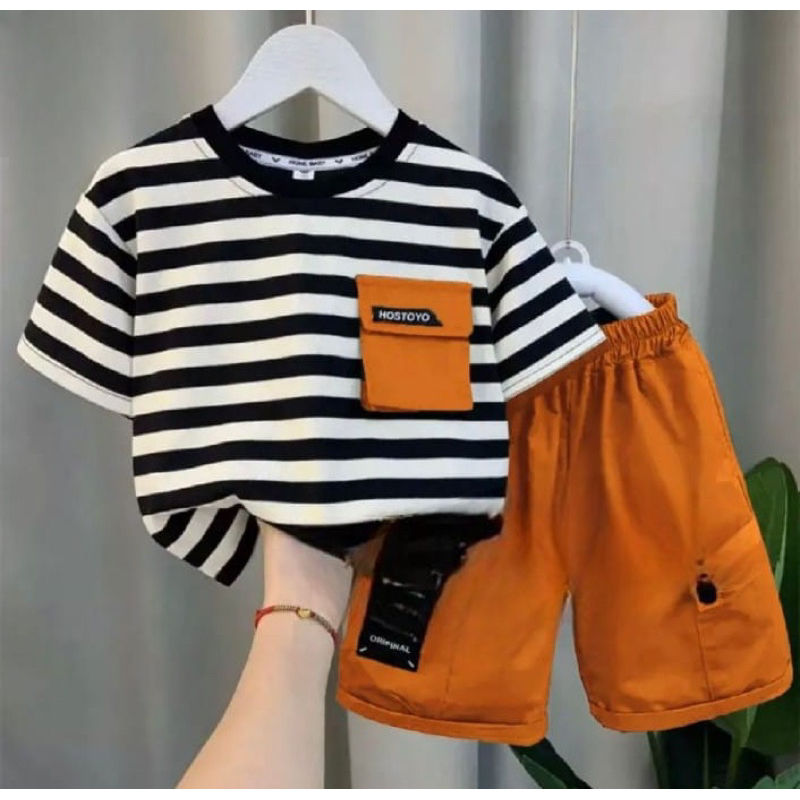 Jual kaos anak dan celana pendek anak motif salur 1-5 tahun ardan baju anak grosir | Shopee ...