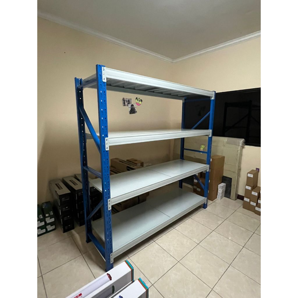 Jual Rak Besi Gudang 4 susun 2 meter 200 kg RJC rack gudang | Shopee ...
