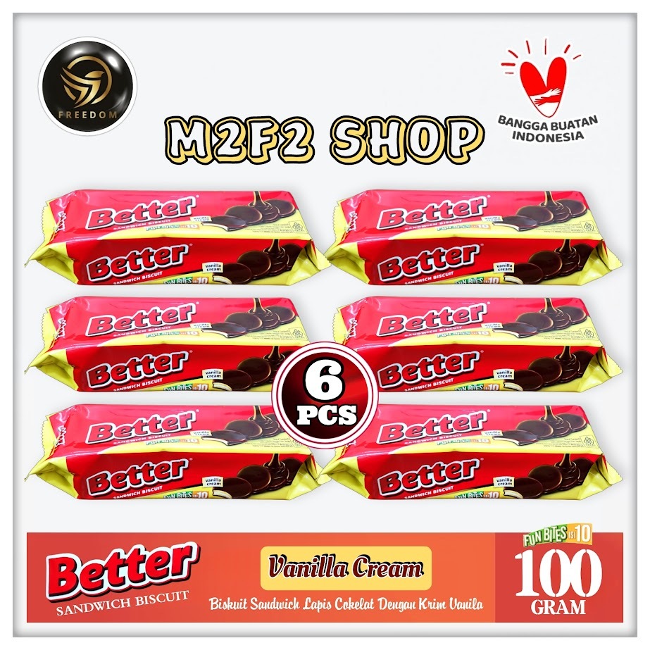 Jual Better Biskuit Sandwich Vanilla Cream | Krim Vanila - 100 gr ...