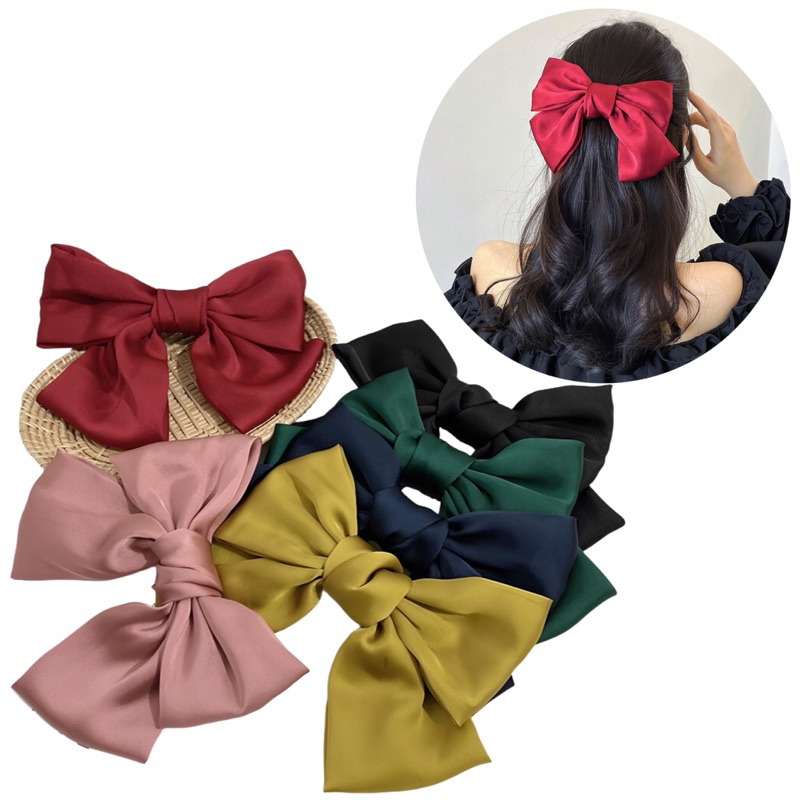 Jual Jepit Rambut Pita Besar Korea Satin Silky Agnes Ribbon Hairpin ...