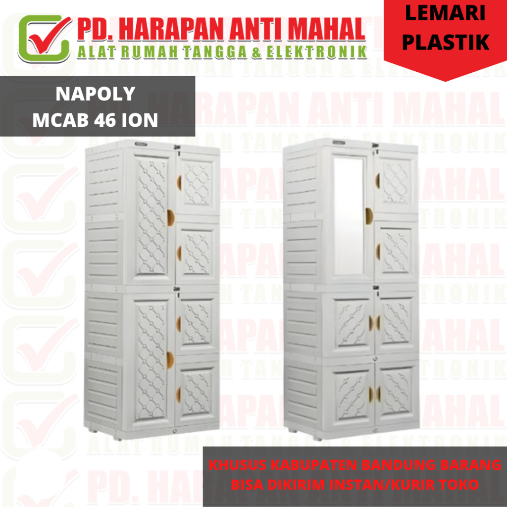 Jual NAPOLY MCAB 46 ION TANPA KACA / DENGAN KACA //Lemari baju pakaian plastik 4 susun minicab ...
