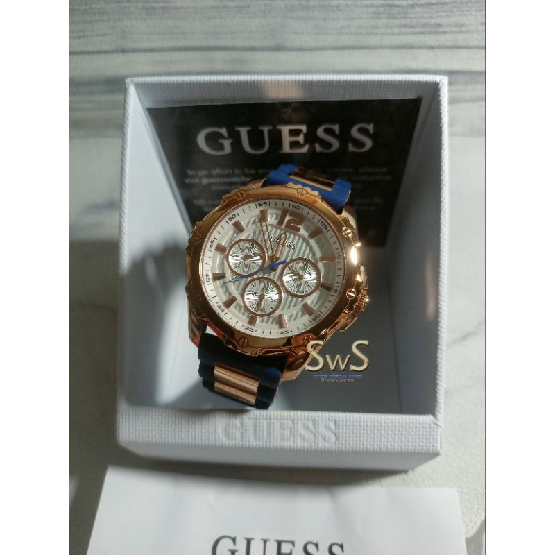 Jual Jam Tangan Wanita GUESS W0325L8 Rosegold Blue Rubber Original ...
