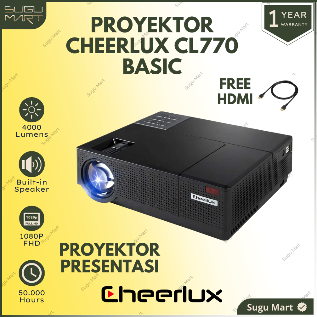 Jual Proyektor Cheerlux CL770 4000 Lumens | Proyektor Android Wifi Full ...