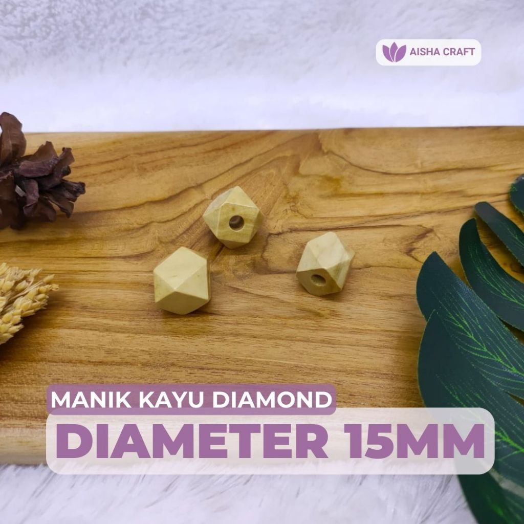 Jual Manik Kayu Diamond Diameter Luar 15MM Diameter Lubang 4MM (HARGA ...