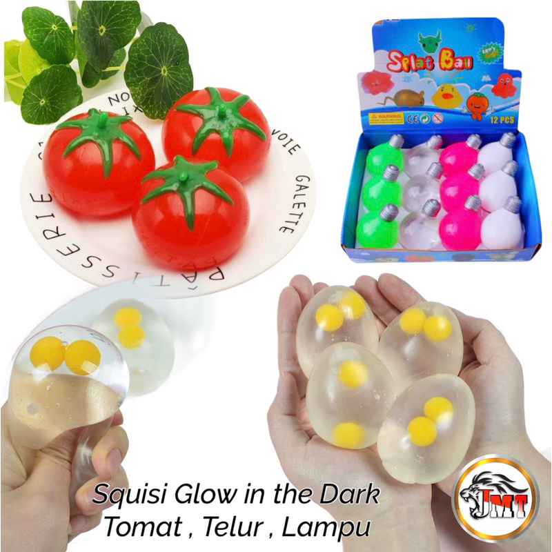 Jual Splat Toys Bola Squishy Air Stress Ball Tomat Telur LED Glow In The Dark Mainan Bantingan ...