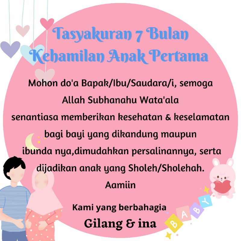 Jual KARTU UCAPAN/UNDANGAN DALAM BERKAT/BESEK MITONI/AQIQAH/PERNIKAHA ...