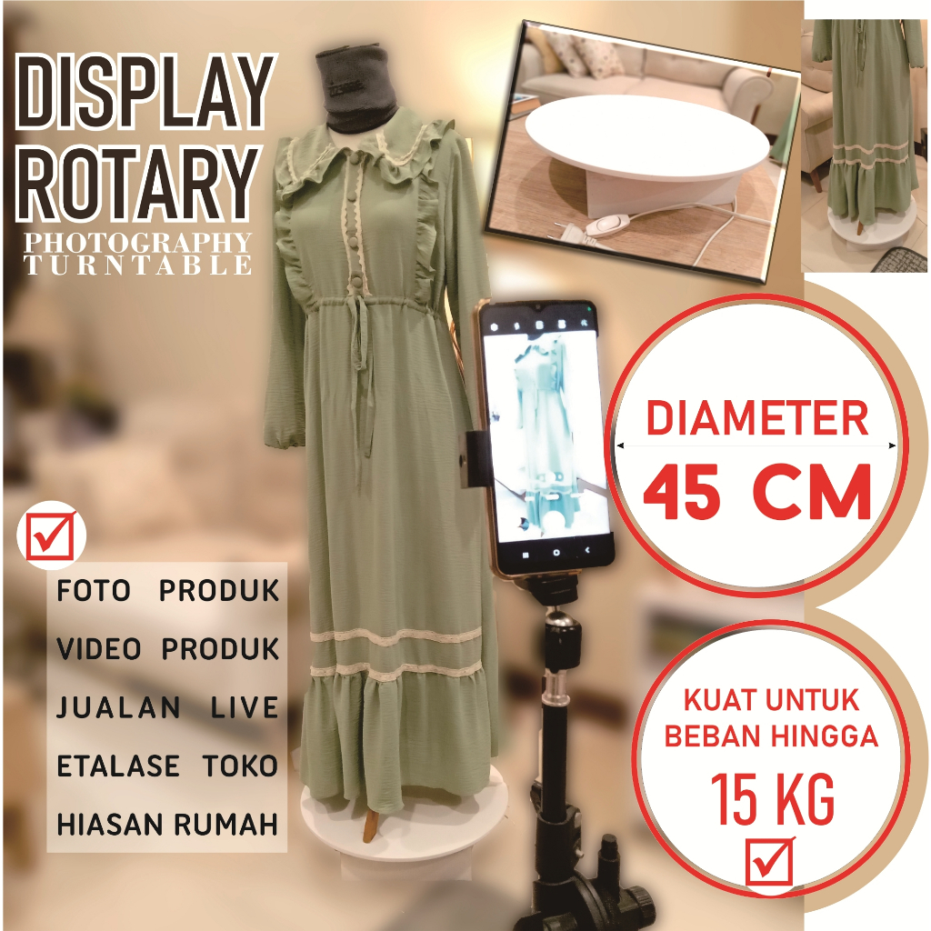 Jual Display Putar BESAR diameter 45 cm kuat 15 kg cocok patung manekin ...