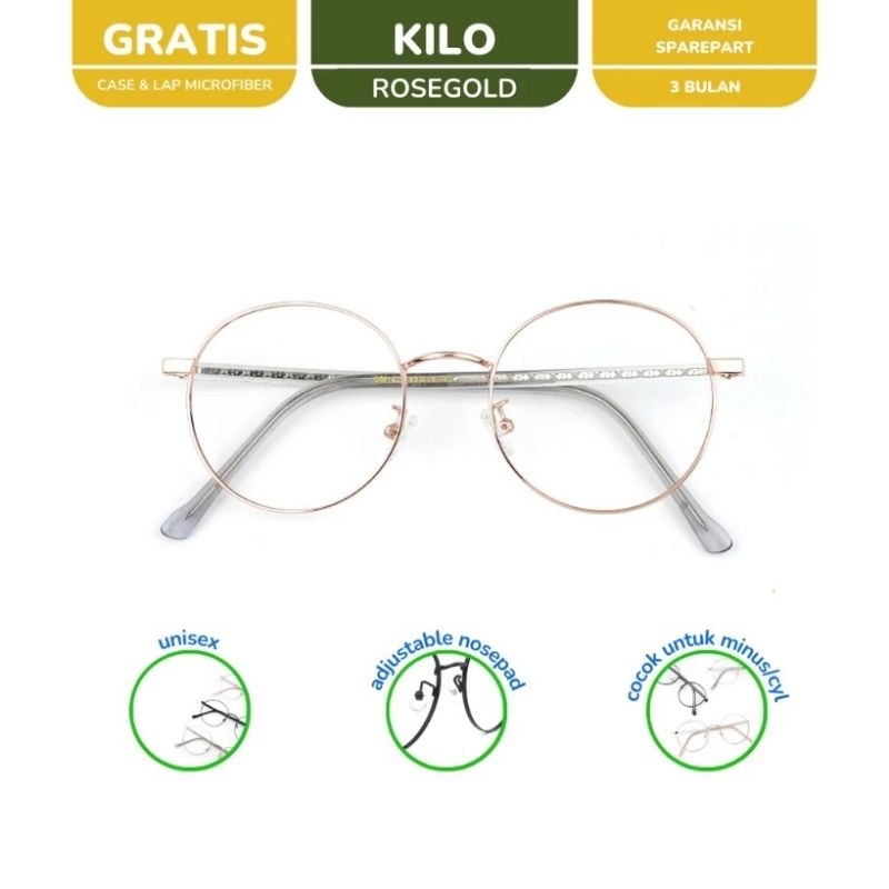 Jual Zona Kacamata Oldies Kilo Rosegold Frame Pria/Wanita Plano/Normal - By ZonaKacamata ...