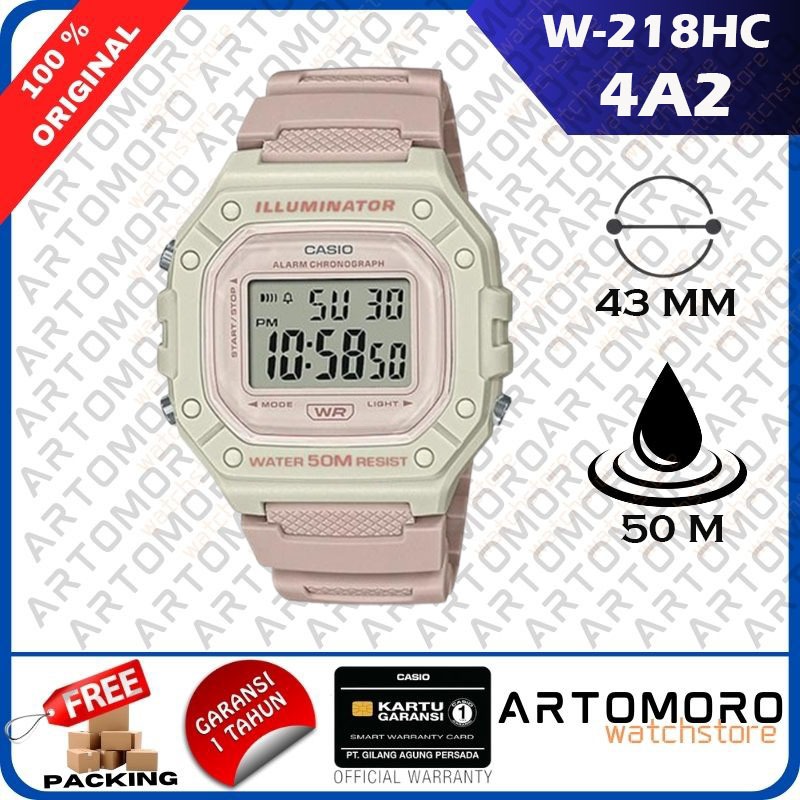 Jual Casio Original W218HC-4A2 / W-218HC 4A2 Warna putih kombinasi pink ...