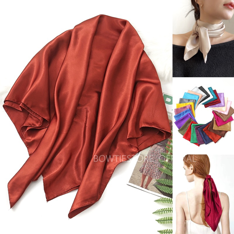 Jual scraf satin | syal satin persegi kotak 50x50 cm | slayer satin ...