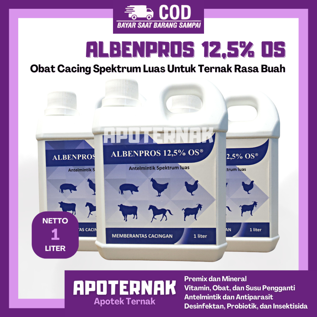Jual ALBENPROS 12.5% OS 1 Liter - Obat Cacing Ampuh Oral Untuk Sapi ...