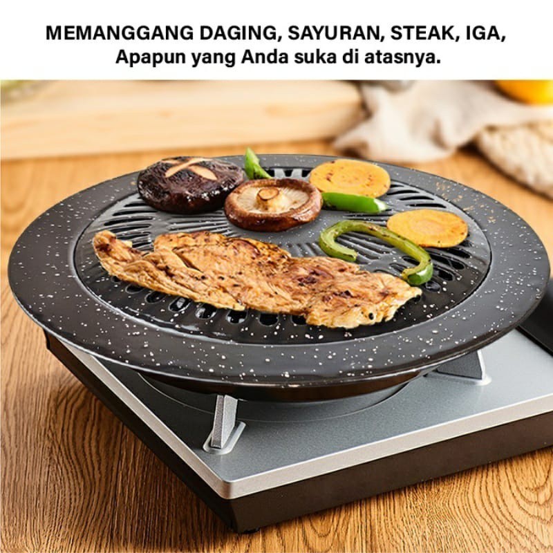 Jual Panggangan BBQ Bulat 32Cm Ultra Grill Pan Drip Pan Plate Anti ...