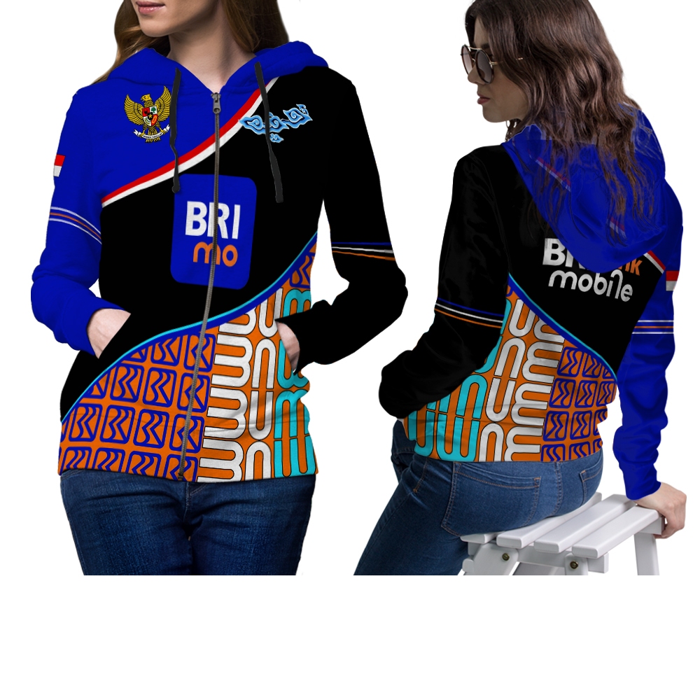 Jual Jaket Wanita || Hoodie BRImo Wanita BRI Brimo BRI Mobile Logo ...
