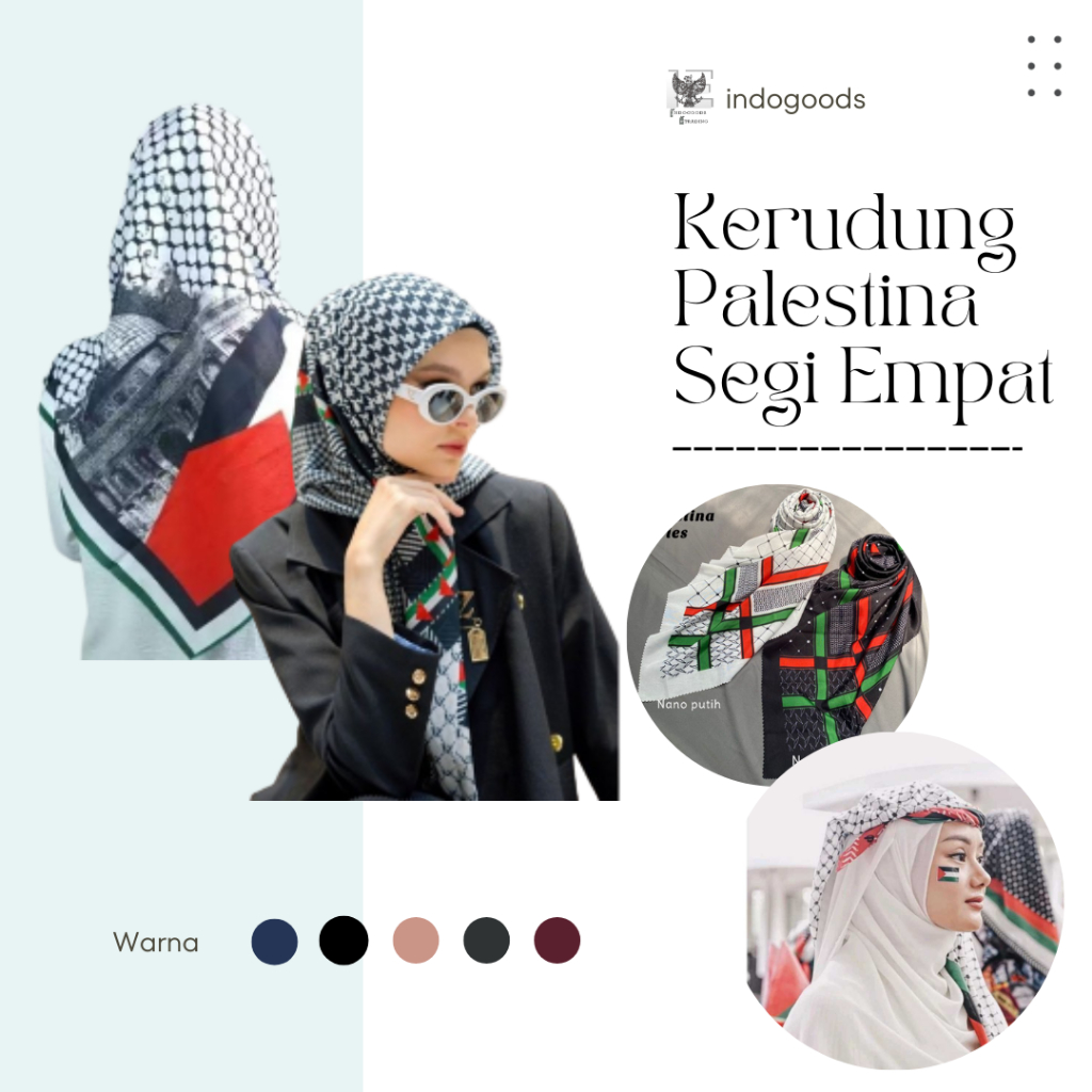Jual Kerudung Segi Empat Palestina Jilbab Ukuran Persegi Ukuran 110 cm ...