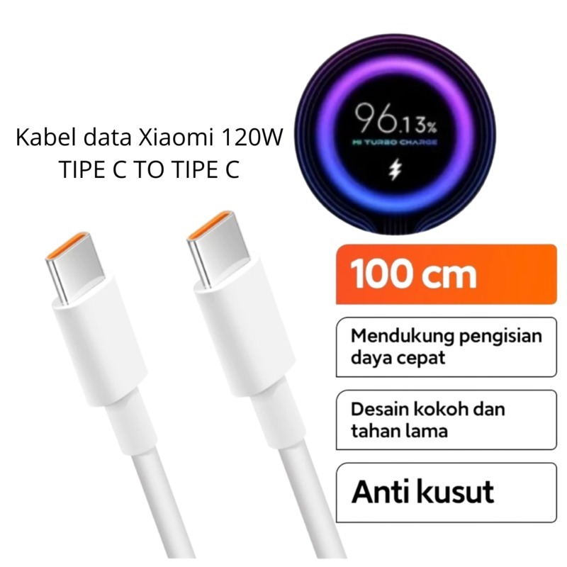 Jual MI turbo TYPE C 120W For XIAOMI Fast Charger tipe c to tipe c ...