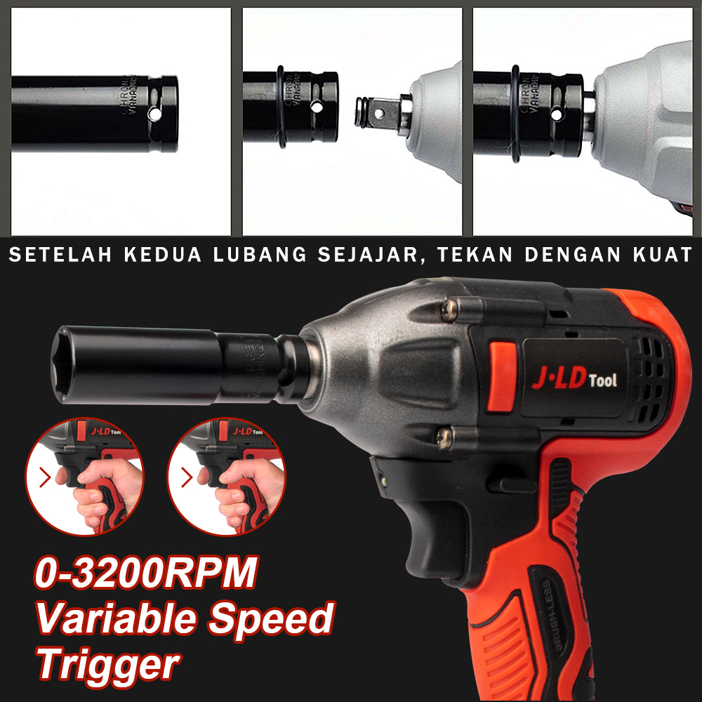 Jual JLD 88VF Brushless Mesin bor Impact baterai 13MM Cordless Impact wrench Impact jld JV88 ...