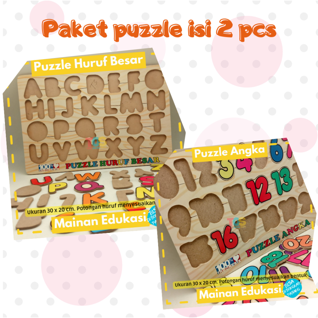 Jual Paket puzzle isi 2 puzzle alfabhet huruf besar abjad kecil angka ...