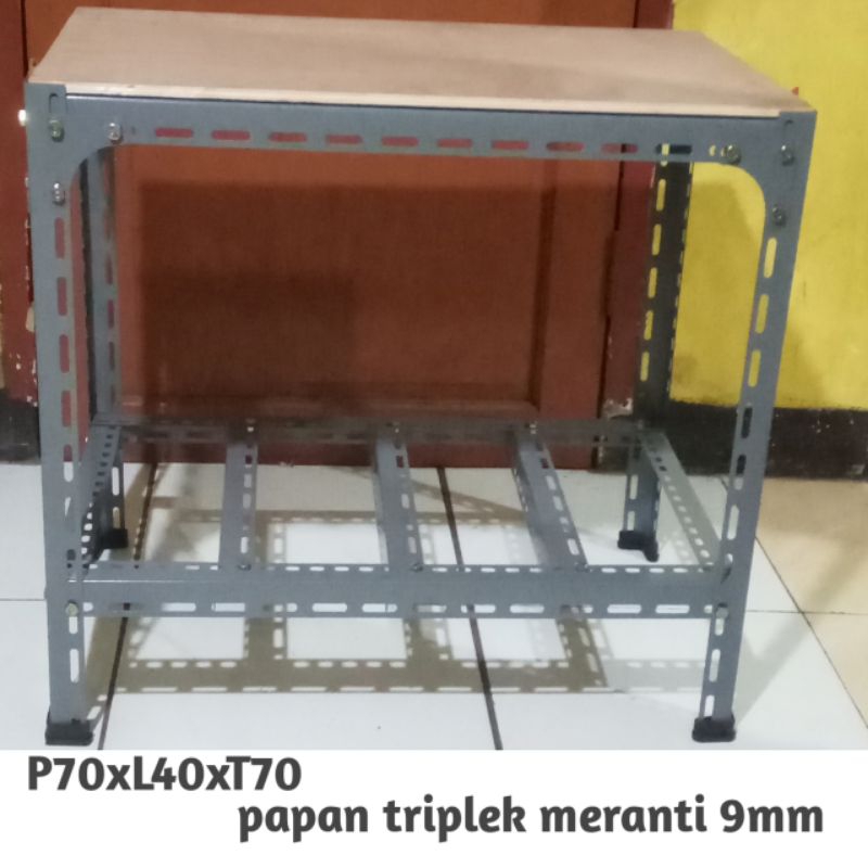 Jual Rak meja 2susun besi siku lubang serbaguna | Shopee Indonesia
