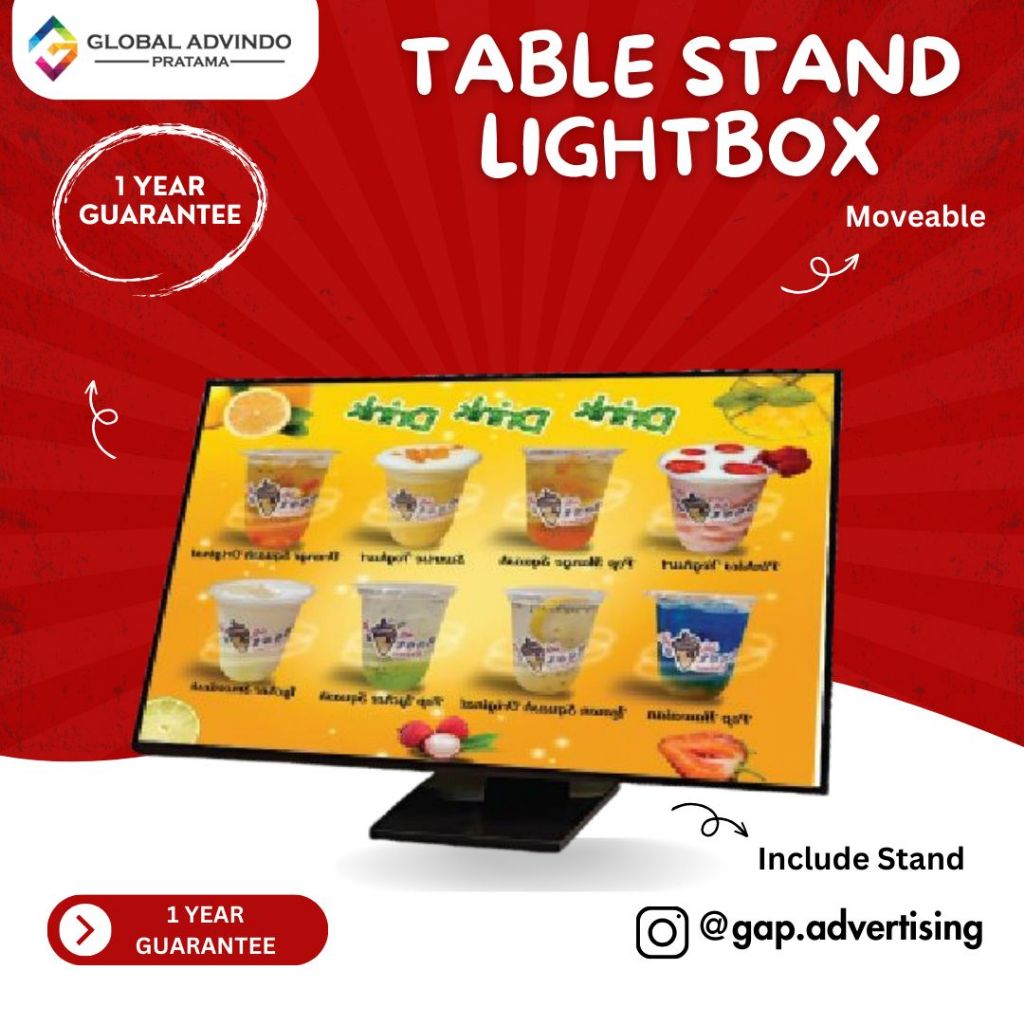 Jual Table stand light box 40 x 60 / neon box menu / slim light box ...