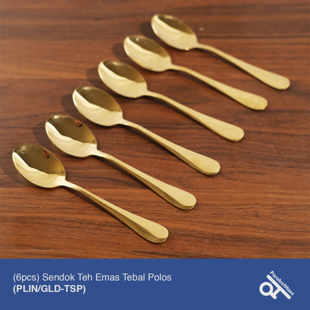 Jual (6 pcs) Sendok Teh Emas Tebal Hotel Stainless Steel Gold Tea Spoon ...