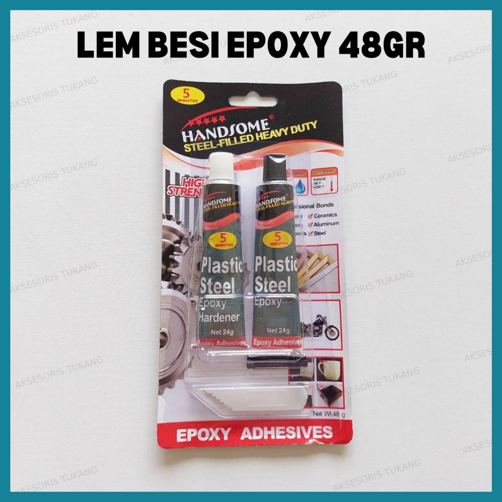 Jual Lem Besi Plastik Epoxy 48 Gram / Lem Besi 5 Menit Serbaguna 48gr ...