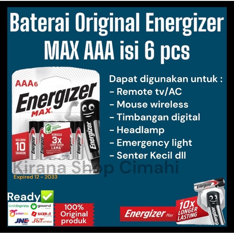 Jual BATERAI ENERGIZER ORIGINAL AAA / A3 MAX ISI 6 PCS | Shopee Indonesia