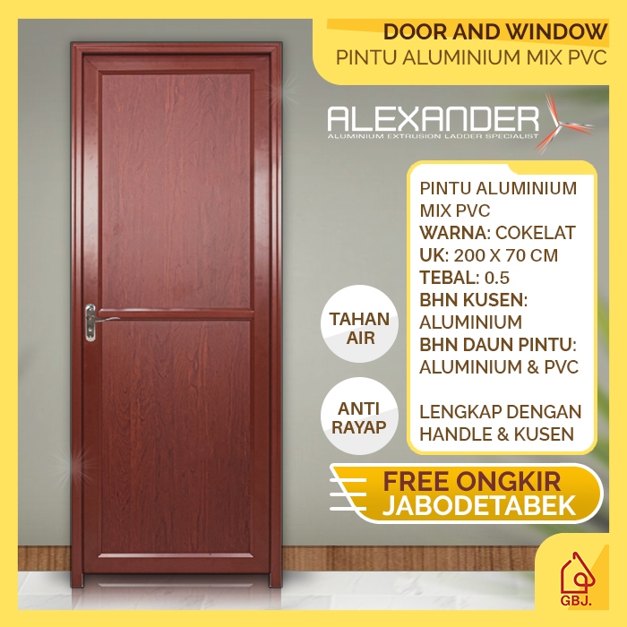 Jual PINTU ALUMINIUM MIX PVC ALUMIX 200 X 70 ALEXANDER COKLAT KAMAR ...
