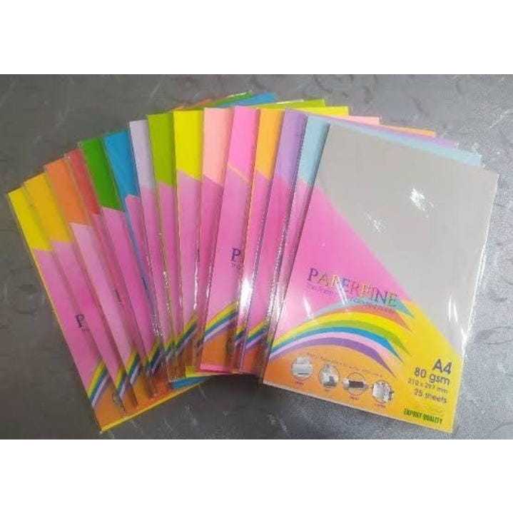 Jual Kertas HVS Warna Paperfine A4 80 Gram 25 Sheet | Shopee Indonesia