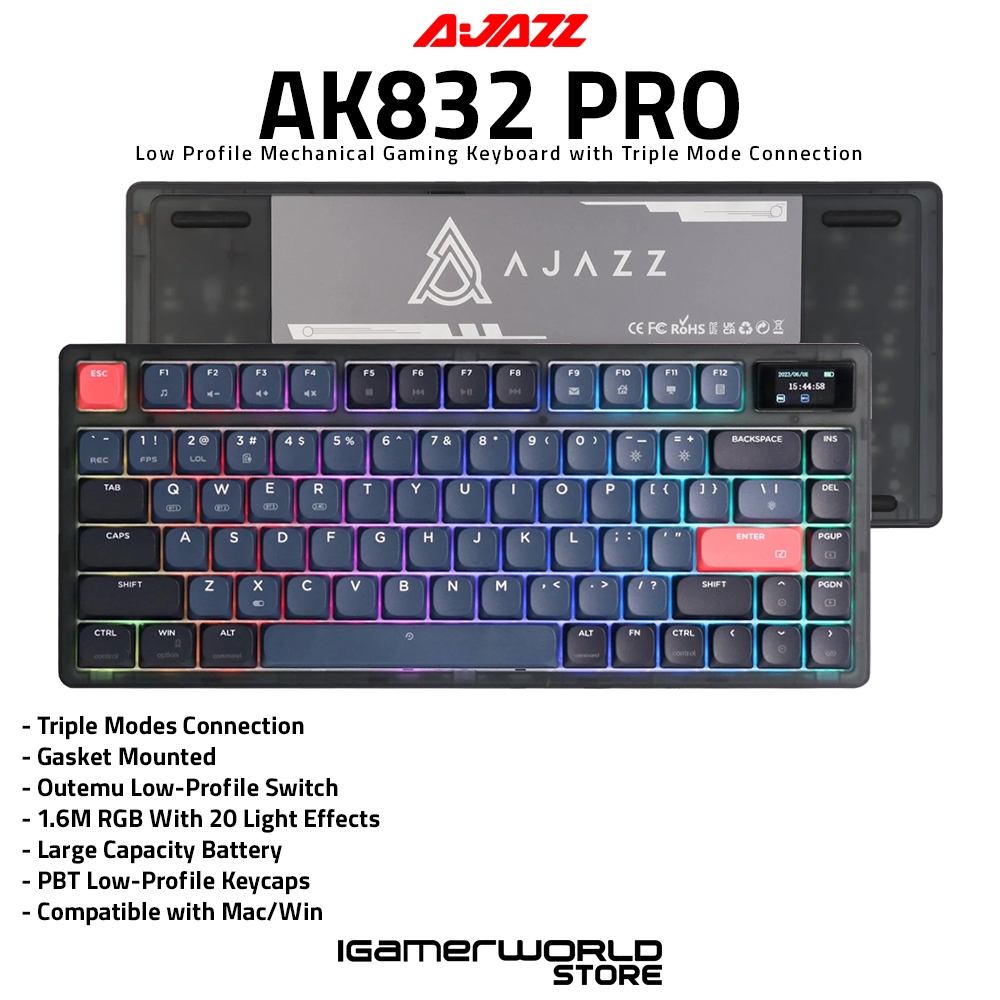 Jual Ajazz AK832 Pro Low Profile Wireless Mechanical Gaming Keyboard ...