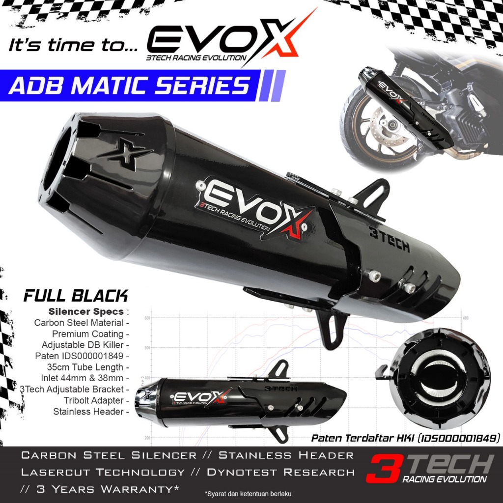 Jual Knalpot Evox ADB MOTOR Matic Series 110cc s/d 160cc FullSystem Bergaransi Resmi 3tech ...