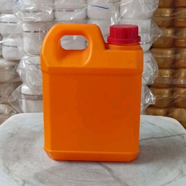 Jual jerigen 1 liter pendek warna orange tutup segel drat dan baru ...