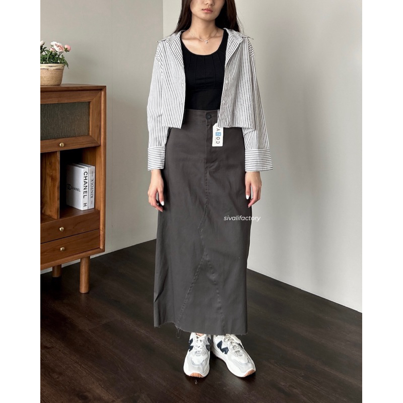 Jual SIVALI Rome Skirt - Rok Cotton Chinos Wanita Pocket Long Skirt ...