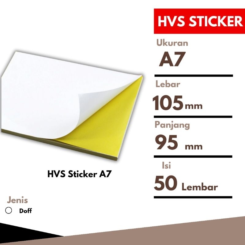 Jual Kertas Sticker HVS A7 Label Resi Pengiriman Doff 95 x 105 mm - 50 ...